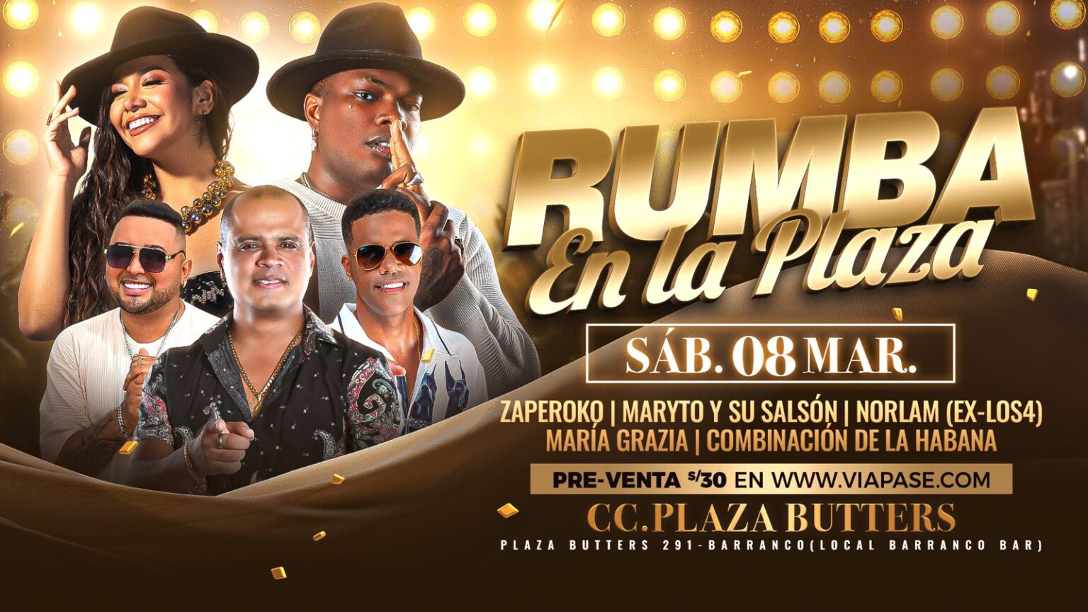 RUMBA EN LA PLAZA – Sábado 08 Marzo 2025 – Centro de Convenciones Plaza Butters – ViaPase